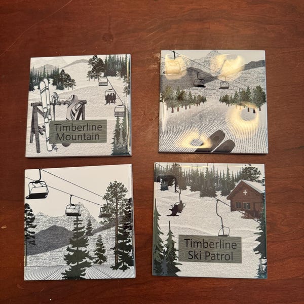 Vintage Downhill & Cross Country Ski Ceramic Coasters, Decorative Tiles ...