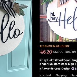 Hi Hey Hello Door Hanger Hello Front Door Decor Custom Door Sign Front ...