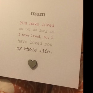 Special Mother's Day Card Sentimental Card for Mum Thank You Mum My ...
