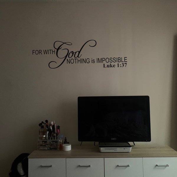 Luke 1:37 Decal, Bible Wall Decal, Scripture Wall Decal, Christian Wall ...
