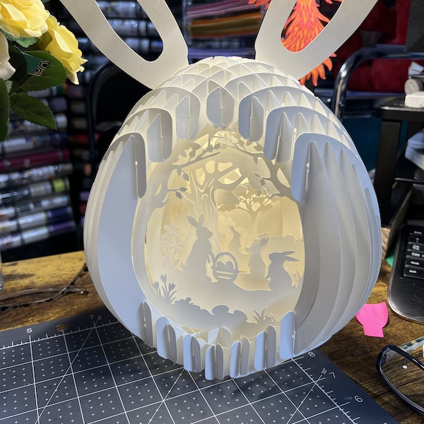 PDF, SVG, Studio Template Creating Easter Bunny Eggs Pop Up, Easter Eggs Rabbit Family, 3D ...