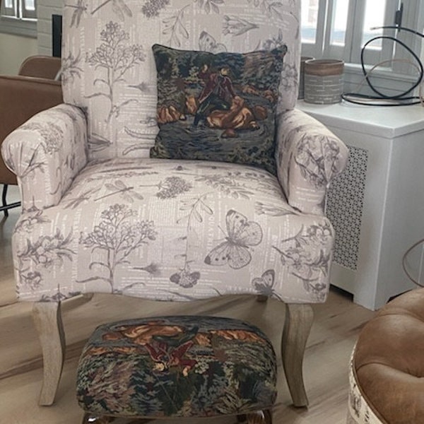 Pictorial Tapestry Queen Anne Footstool - Etsy
