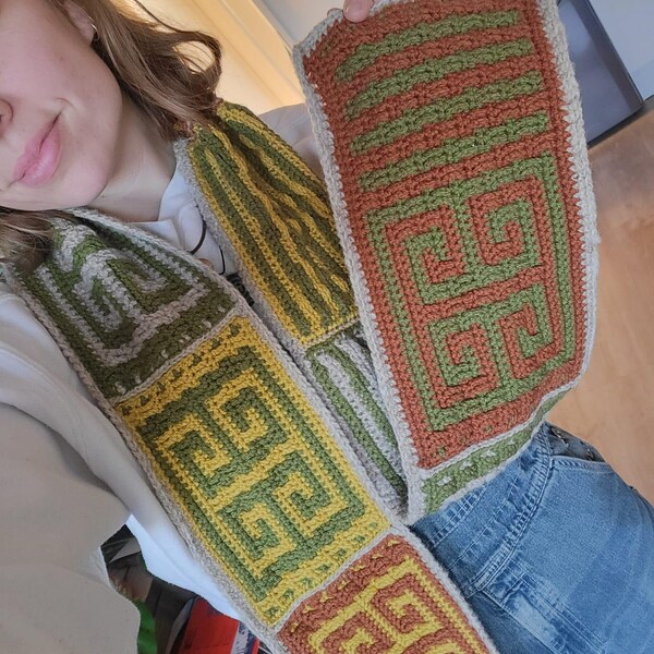 Greek Key Cowl Crochet Pattern for Women or Men // Greek Key Mosaic ...