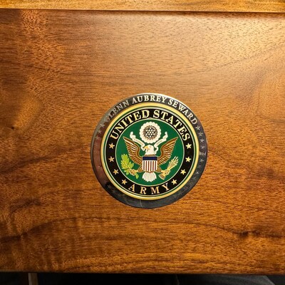 Personalized U.S. Army Walnut Keepsake Box With Colored Medallion - Etsy