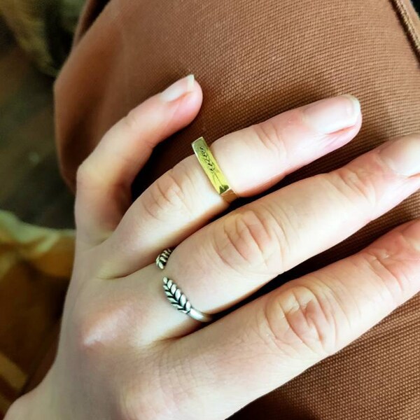 Wheat Signet Ring, Custom Signet, Wheat Ring, Flower Ring, Signet Ring ...