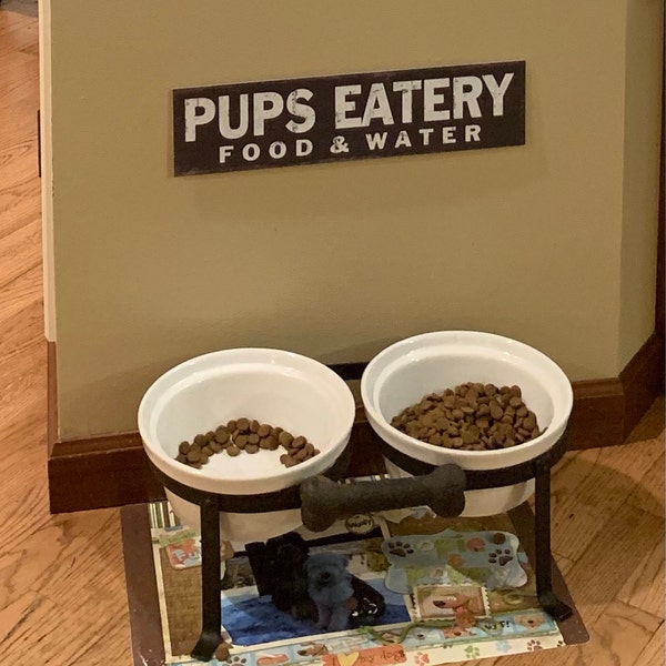 Rustic Pup's Eatery Metal Sign - Dog Food & Water Station Decor - Etsy