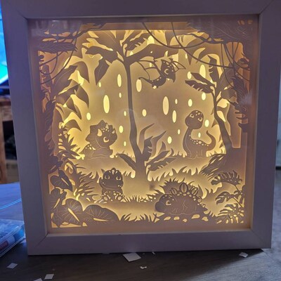 Forest Animals Lightbox SVG, Paper Cut Template Ai, Dinos Baby Shadow ...