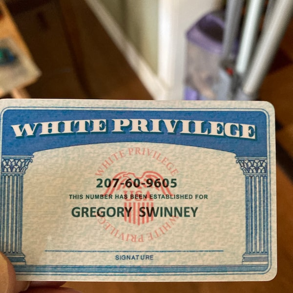 Official White / Black Privilege ID Card - Thick Plastic Card - Full ...