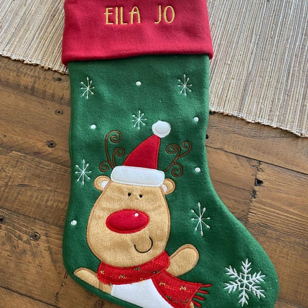 Custom Christmas Stocking Script Font Traditional Design: Santa ...