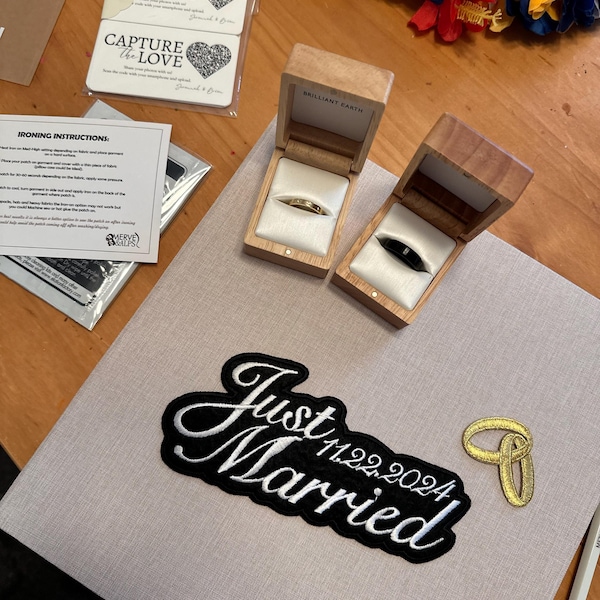 Wedding Rings Embroidered Iron on Patch - Bridal Shower - Crafts ...