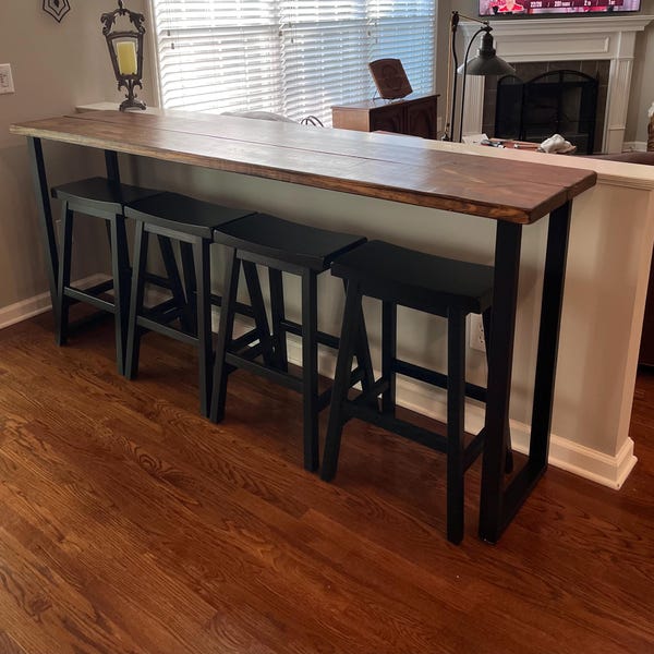 Industrial BAR TABLE. Rustic Bar Table. Solid Wood and Steel Bar Table ...