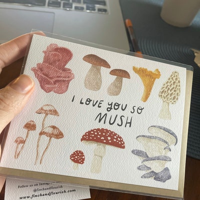 I Love You so Mush Mushroom Greeting Card - Etsy
