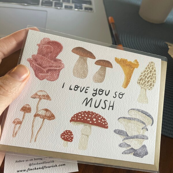 I Love You so Mush Mushroom Greeting Card - Etsy