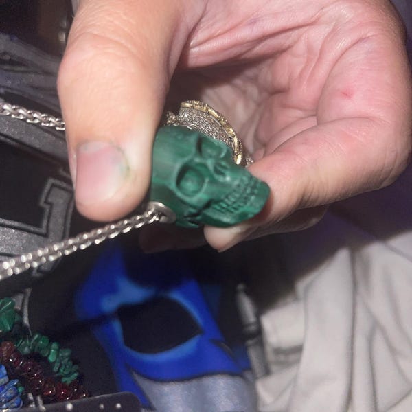 Skullis Necklace of Black Obsidian Hand Carved Crystal Skull Pendant ...