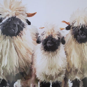 Valais Blacknose Sheep Painting Valais Blacknose Sheep Art Print Sheep ...