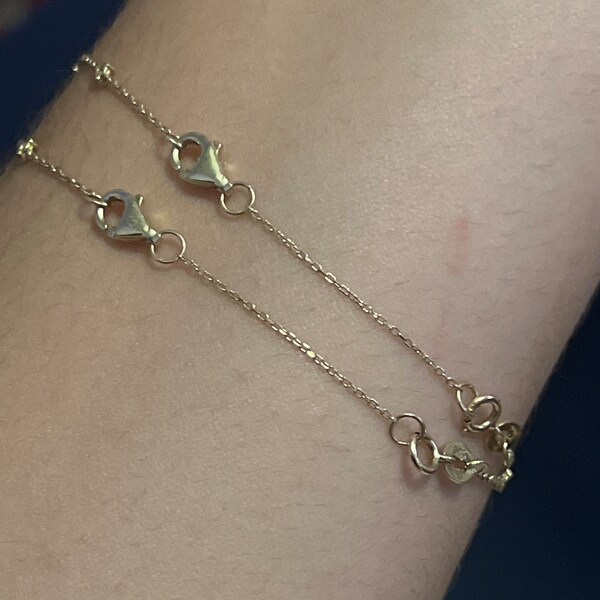 14k Solid Gold Necklace or Bracelet Extender Chain, Adjustable Gold ...