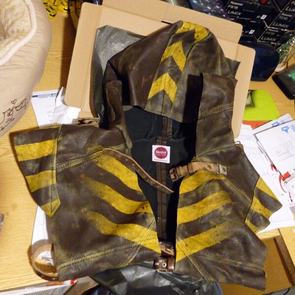 Post Apocalyptic Hood - Brown Leather Cowl - Handmade Hood - LARP ...