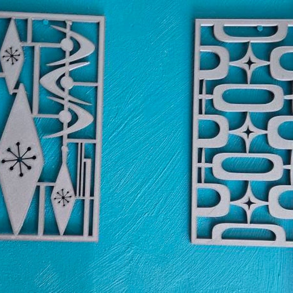 Mid-century Modern Atomic Ovals Starburst Vintage Style Wall Panels ...