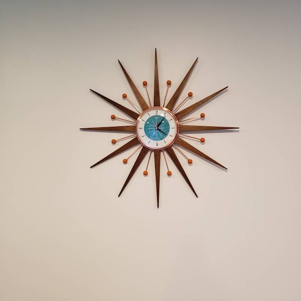 27 Inch Hand Made Mid Century Style Starburst Sunburst Clock by Royale ...