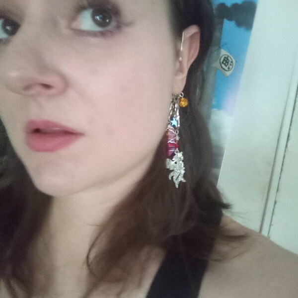 Luna Raven Ear Cuff With Purple Quartz Crystal, Bird Skull Ear Cuff ...