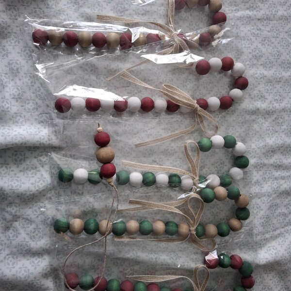 Farmhouse Candy Canes, Large Wood Bead Jute Candy Canes, Christmas ...