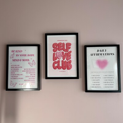 Self Love Club Retro Wall Art Positivity Prints College Dorm Poster ...