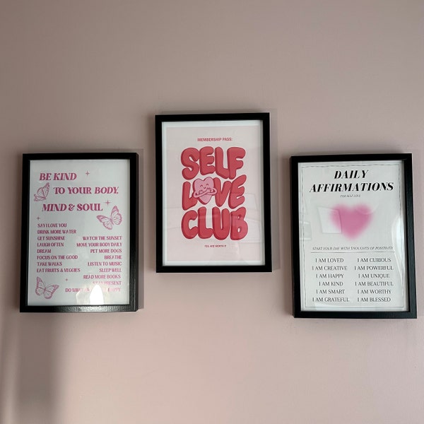 Self Love Club Retro Wall Art Positivity Prints College Dorm Poster ...