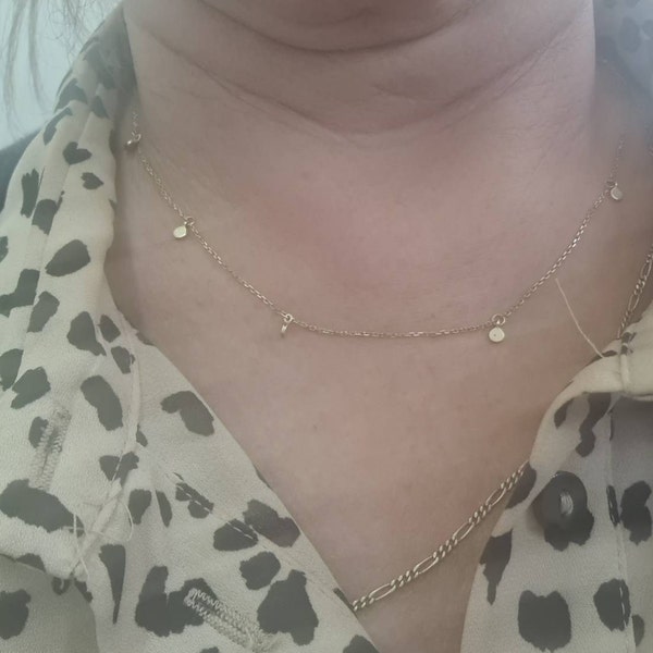 14k Solid Gold Dot Chain Necklace: Dainty Disc Layering Necklace - Etsy