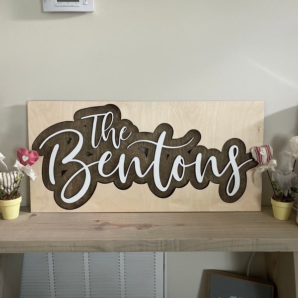 Wooden Name Sign | Layered Name Sign | Custom Name Wood Sign | Backdrop ...