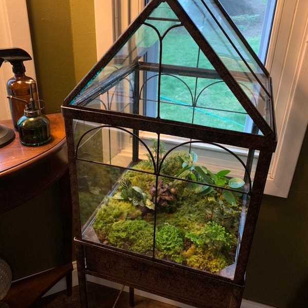 H Potter Large Wardian Case Terrarium on Stand – Glass Metal Indoor ...