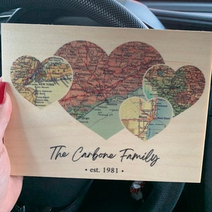 Personalized Long Distance Family Maps on Wood: 3-5 Locations, Custom ...