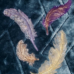 4-cavity Shiny Feather Silicone Resin Mold Resin, UV Resin, Resin Molds ...