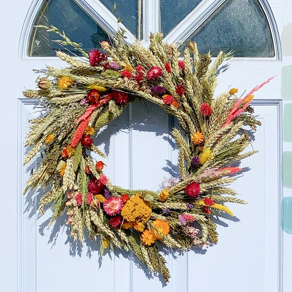 Spring Wreath Making Kit With Dried Flowers. DIY Seasonal Door Wreath ...