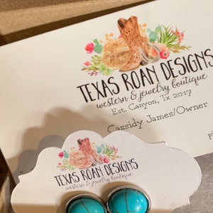 Leather texas studs stamped earrings state jewelry 10mm | Etsy