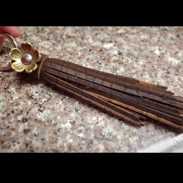 Leather Bag Charm, Tooled Leather, Leaf Dangle, Tooled Key Chain ...
