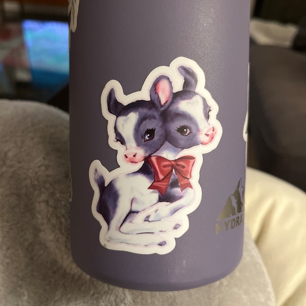 Two Headed Calf Sticker | Creepy Cute Mutant Cow Oddity Art on ...