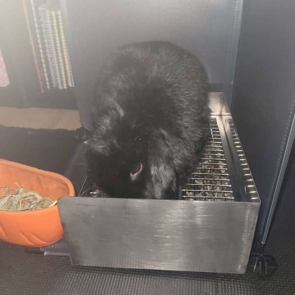 Stainless Steel Scatterless Litter Pan Box With Guard Small Pets Rabbit ...