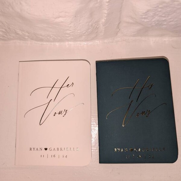 Boho Wedding Vow Books, Personalized Vow Booklets, Real Gold Foil ...