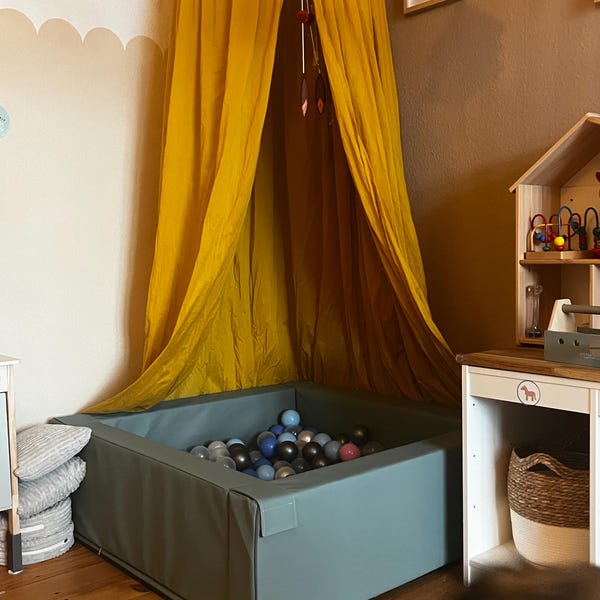Square Foam Ball Pit | Eco Leather Soft Play Pool | Sage Green Toddler ...