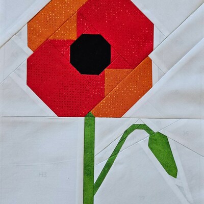 Poppy Quilt Pattern Flower Quilt Pattern Digital PDF Download 9x12 ...