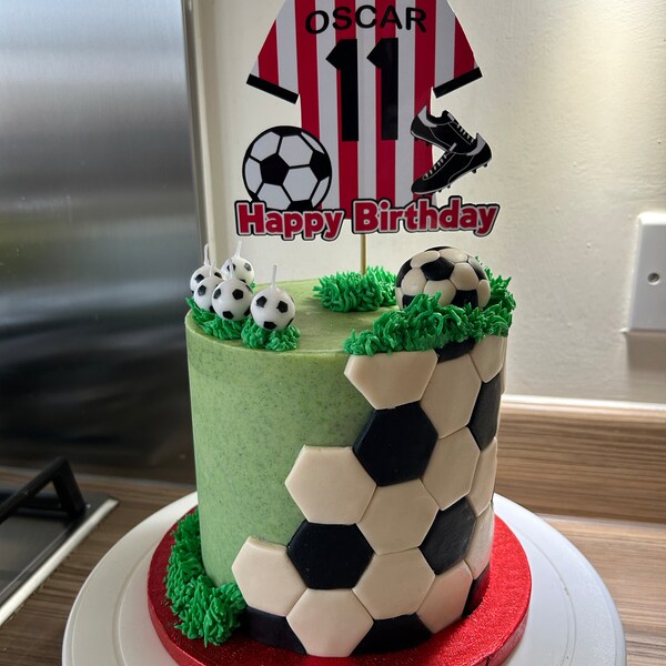 Sunderland Cake Topper 25/26 Style Football Personalised Birthday Cake ...
