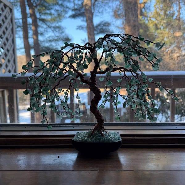 Aventurine Willow Gemstone Bonsai Tree: Handmade Wire Sculpture, Tree ...