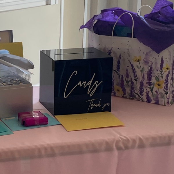 Acrylic Card Box With Lock and Key | Personalized Raised Text Card Box ...