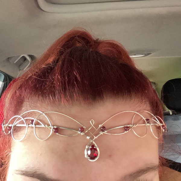 Tiara Circlet Garnet and Red Crystal Medieval Crown Renaissance ...