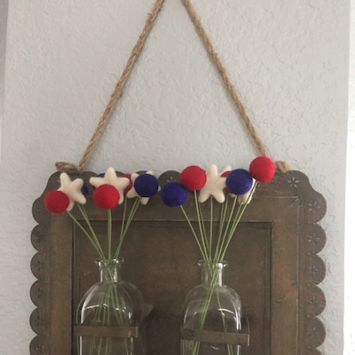 Gold Stars & Stripes Star Garland Fourth of July Garland Pom Pom ...