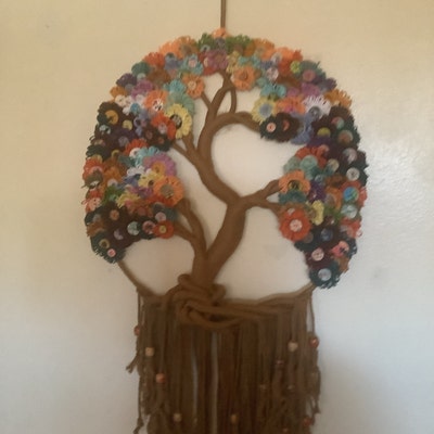 Large Tree of Life Macrame Wall Hanging With Flowers, Boho Wall Art ...
