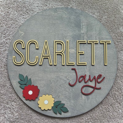 Custom Name Sign Round Sign Baby Name Sign Nursery Room Decor Wood Sign ...