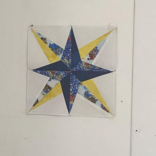 Blossom Burst Quilt Block Pattern; PDF Instant Download; Paper Pieced Patchwork Block; Four ...