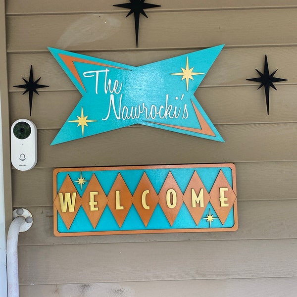 Mid Century Modern Welcome Sign, MCM Atomic Starburst - Etsy