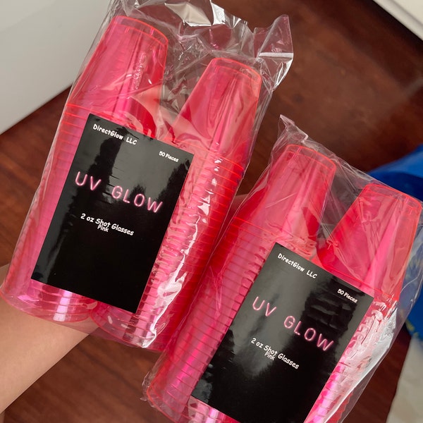 Directglow 2oz Neon Pink UV Blacklight Reactive Glow Party Shot Glasses ...